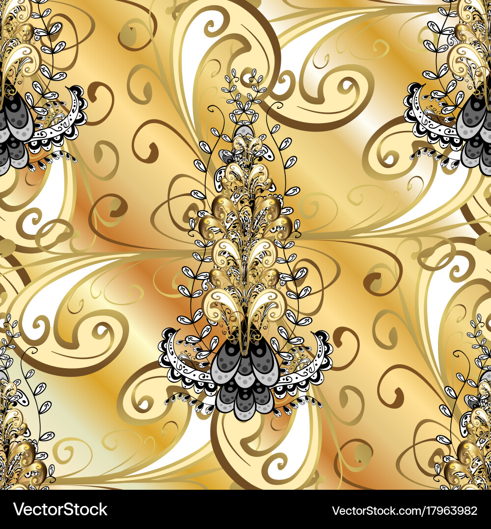 Ornamental golden textured curls golden pattern Vector Image