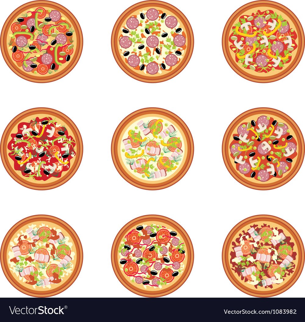 Pizza set Royalty Free Vector Image - VectorStock