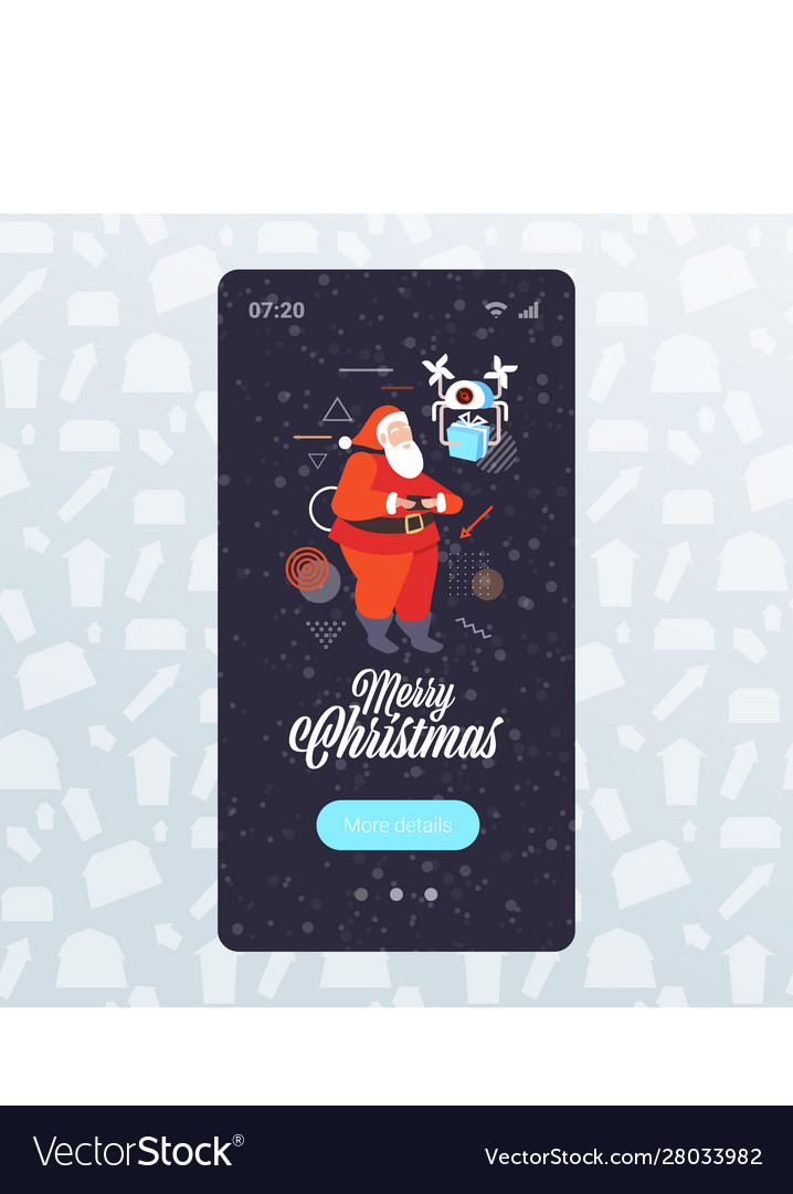 Santa claus using remote control operating drone Vector Image
