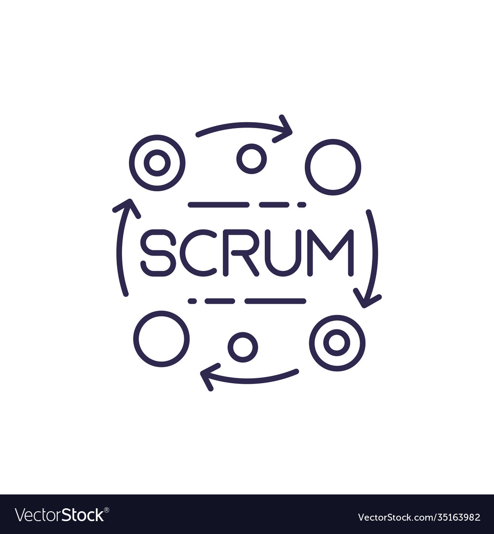 Scrum process line icon Royalty Free Vector Image
