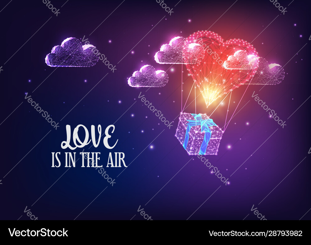 Valentines day greeting card with flying heart Vector Image