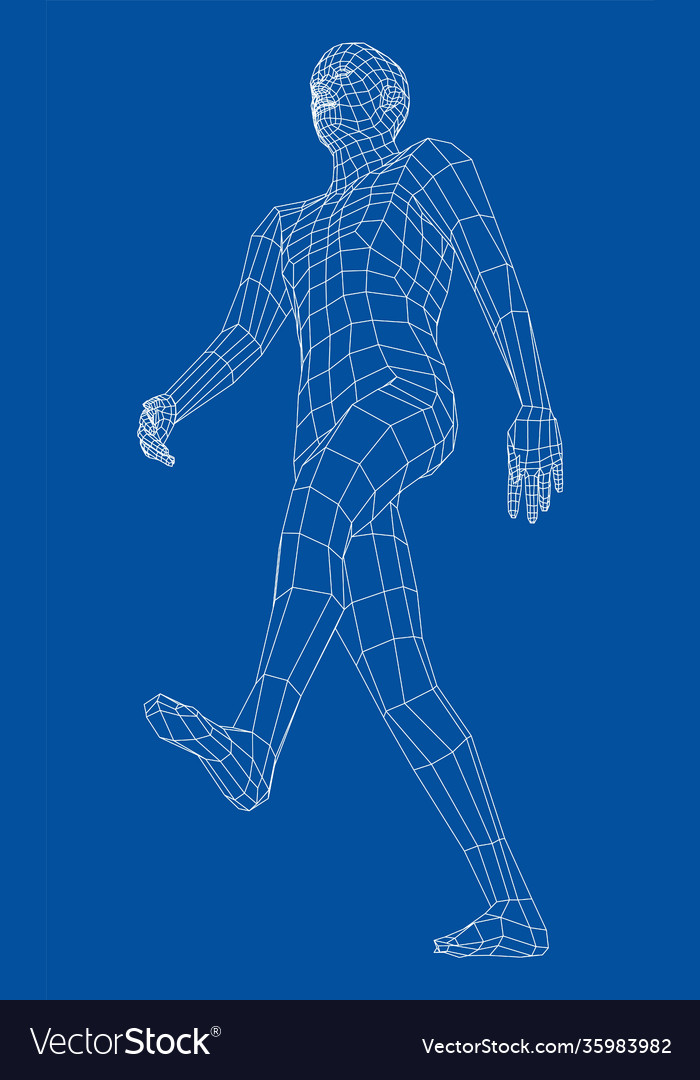 Wireframe walking man Royalty Free Vector Image