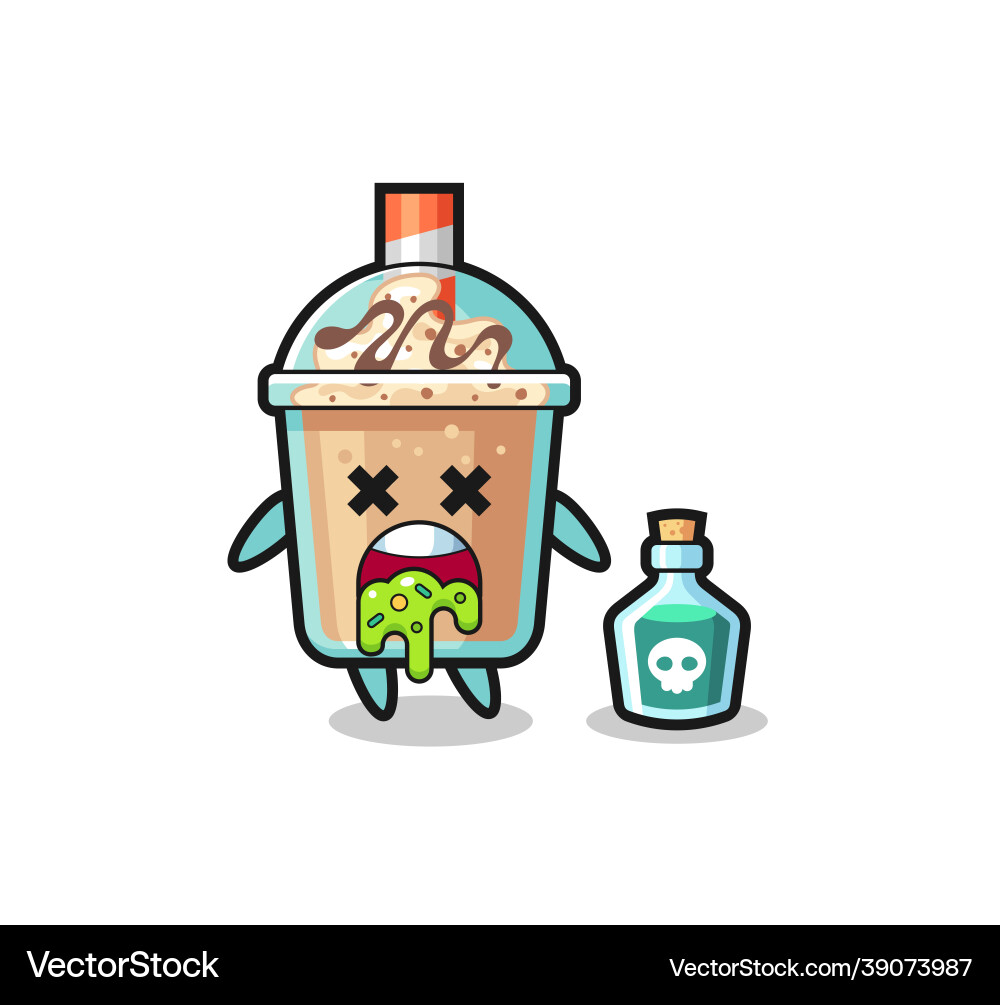 An milkshake character vomiting due to poisoning Vector Image
