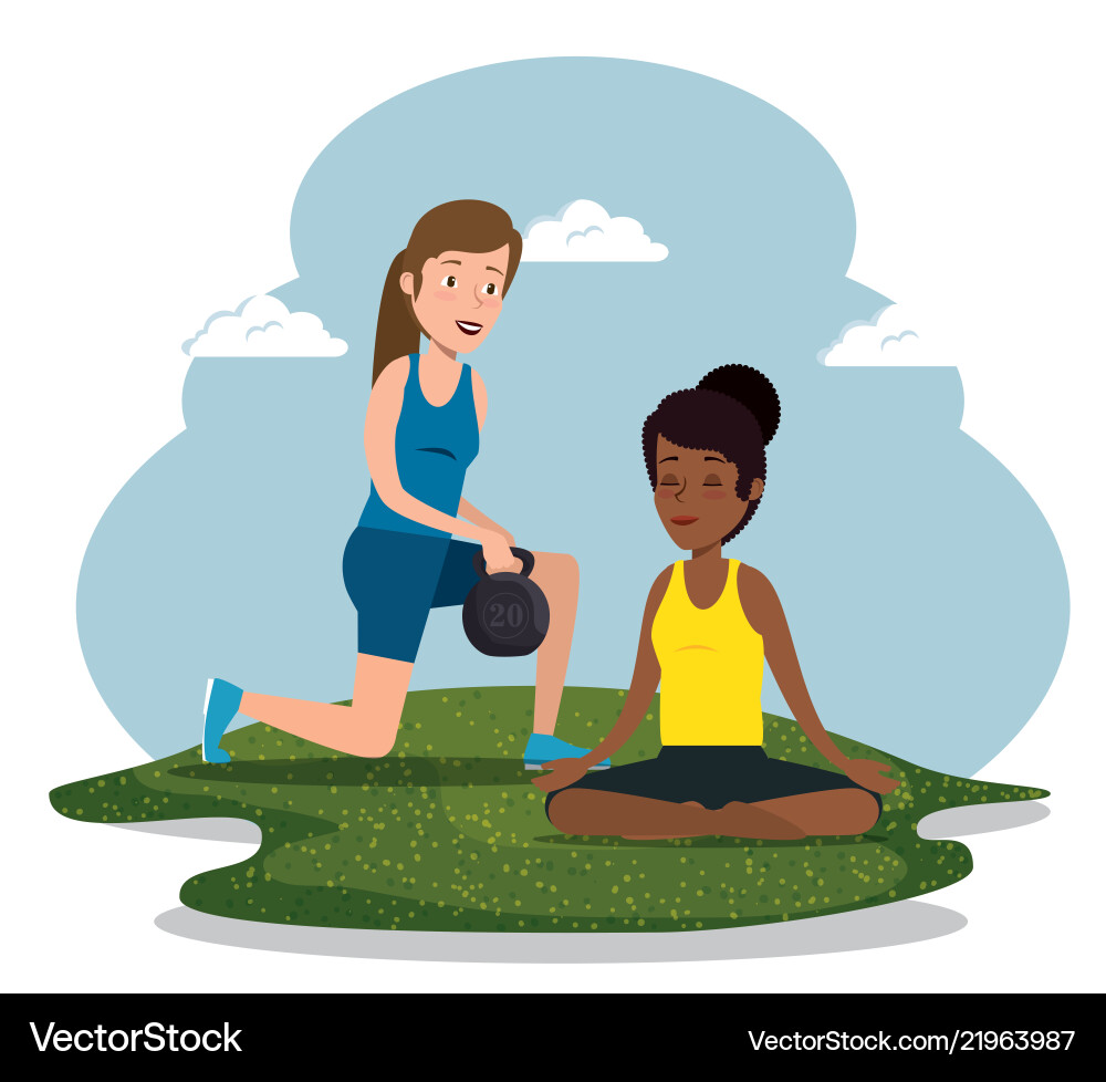 Couple of athletes practicing sport Royalty Free Vector