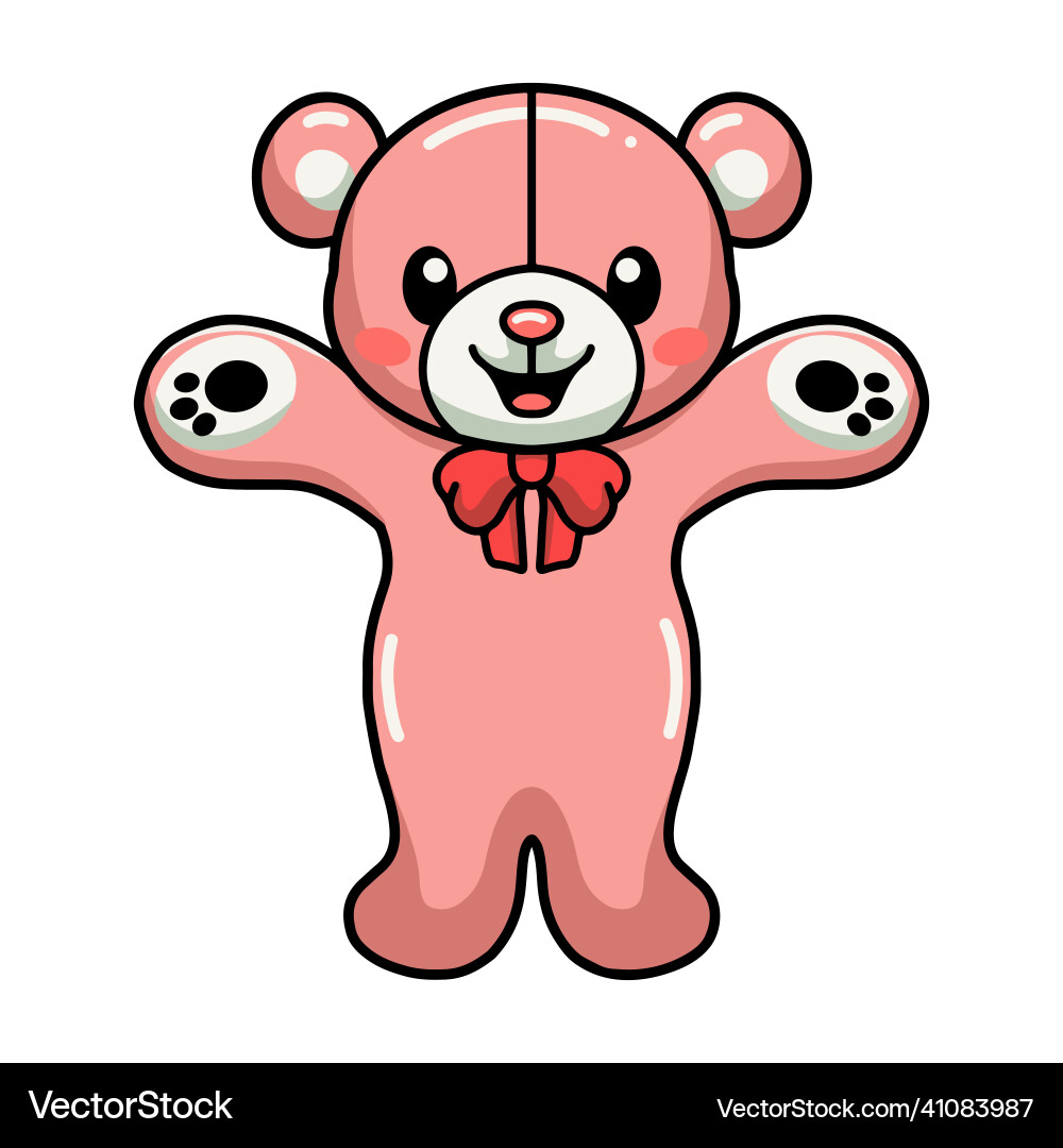 Cute teddy bear cartoon raising hands Royalty Free Vector