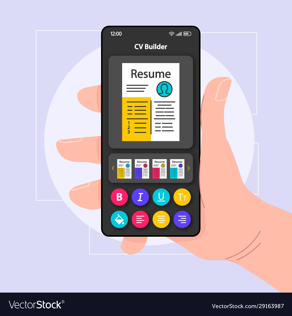 Cv builder smartphone interface template mobile Vector Image