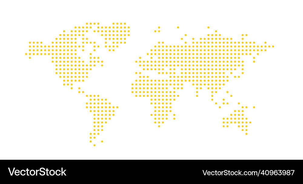 Dotted yellow stars abstract world map stock Vector Image