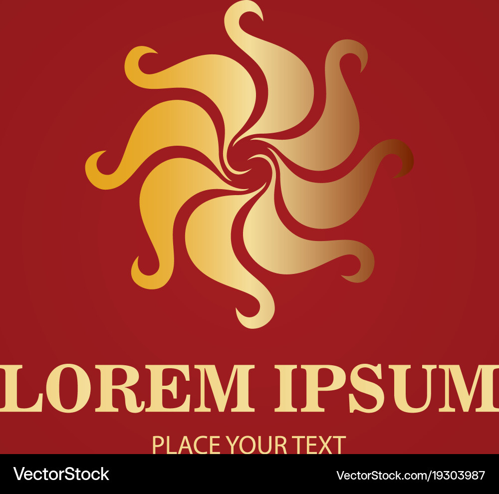 Gold sun solar swirl logo Royalty Free Vector Image