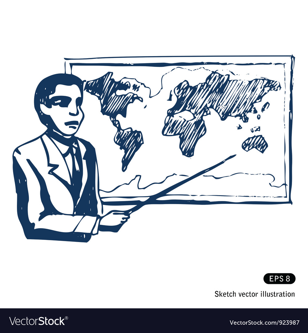 Man with world map Royalty Free Vector Image - VectorStock