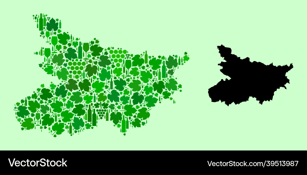 Map of bihar state - collage wine and grapes Vector Image