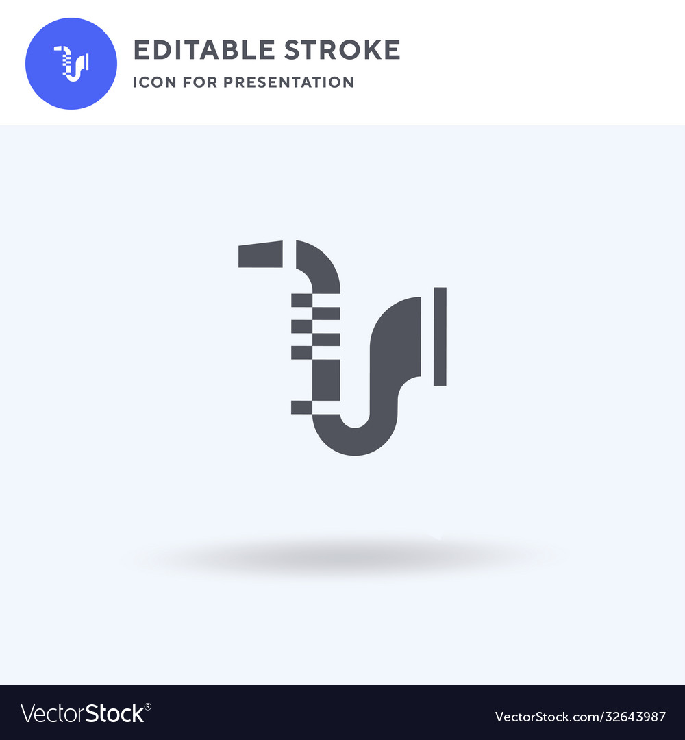 Saxophone icon filled flat sign solid Royalty Free Vector