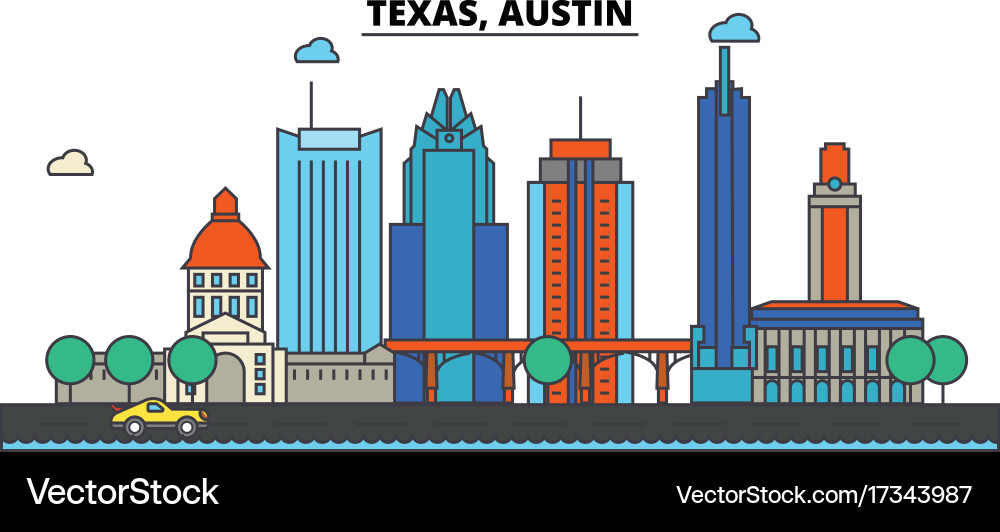 Texas austincity skyline architecture buildings Vector Image