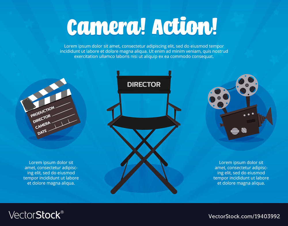 Camera action flyer Royalty Free Vector Image - VectorStock