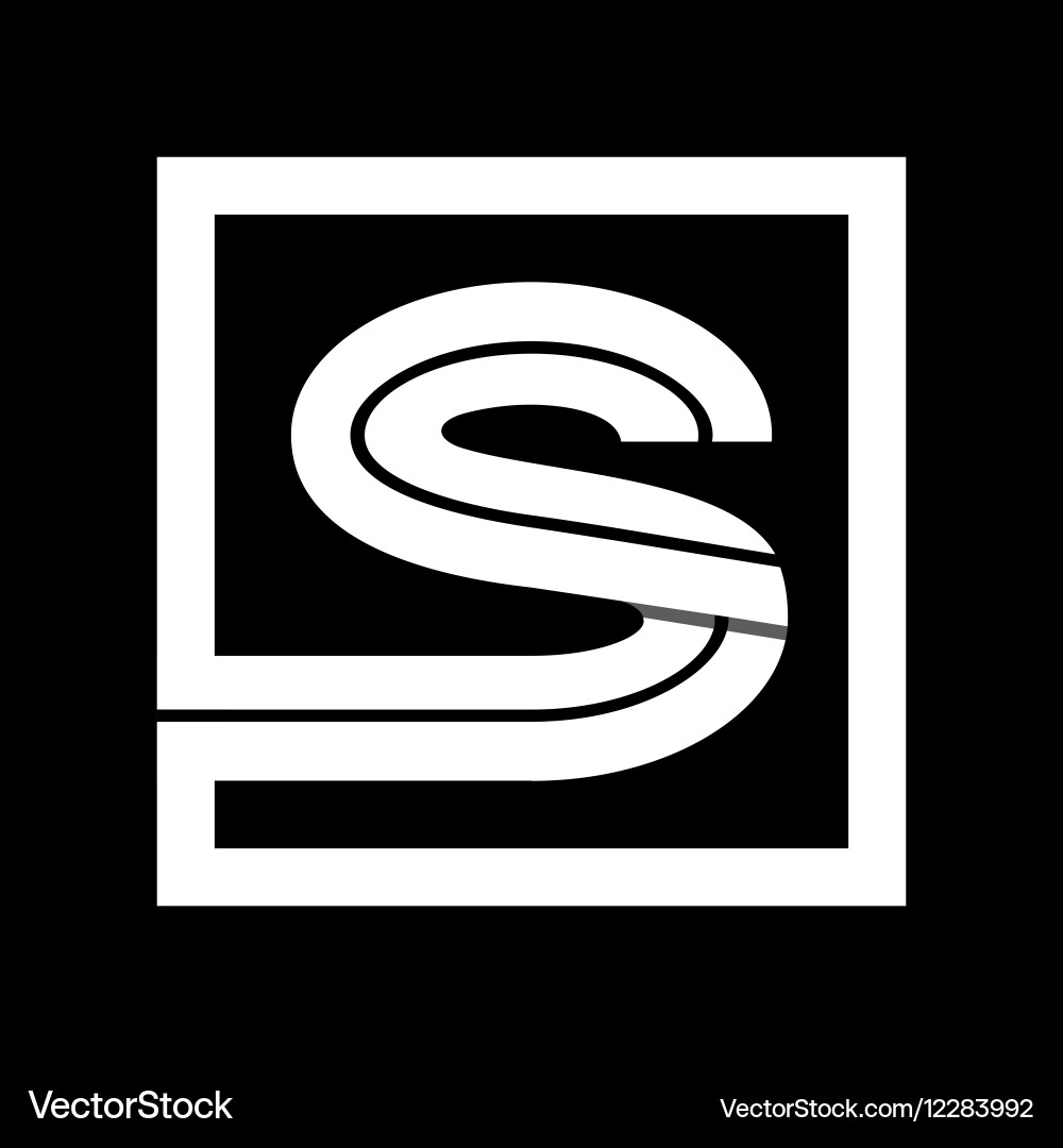Capital letter s from white stripe enclosed Vector Image