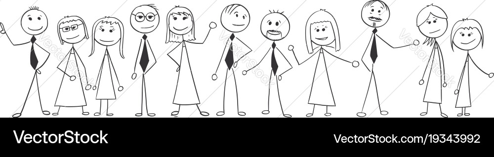 Cartoon crowd business people isolated Royalty Free Vector
