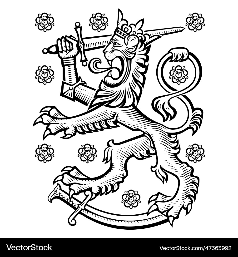 Design with heraldic lion Royalty Free Vector Image