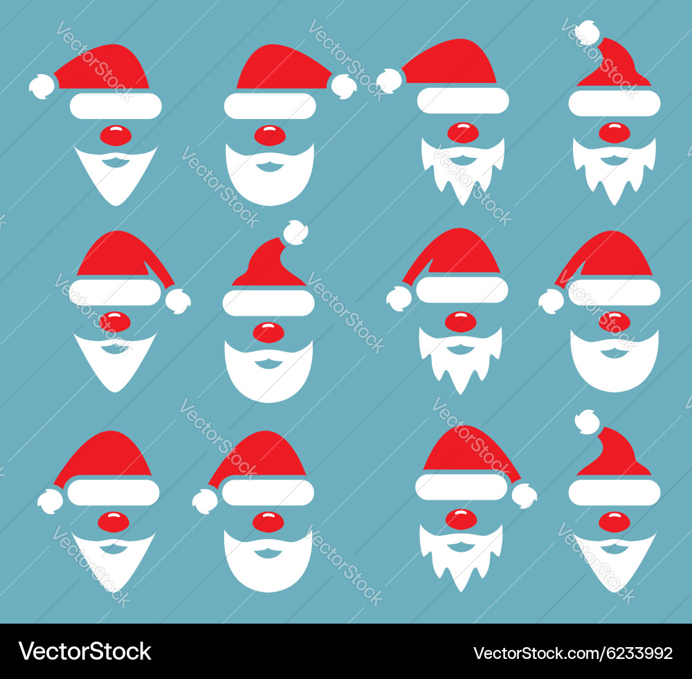 Icon set of santa claus Royalty Free Vector Image