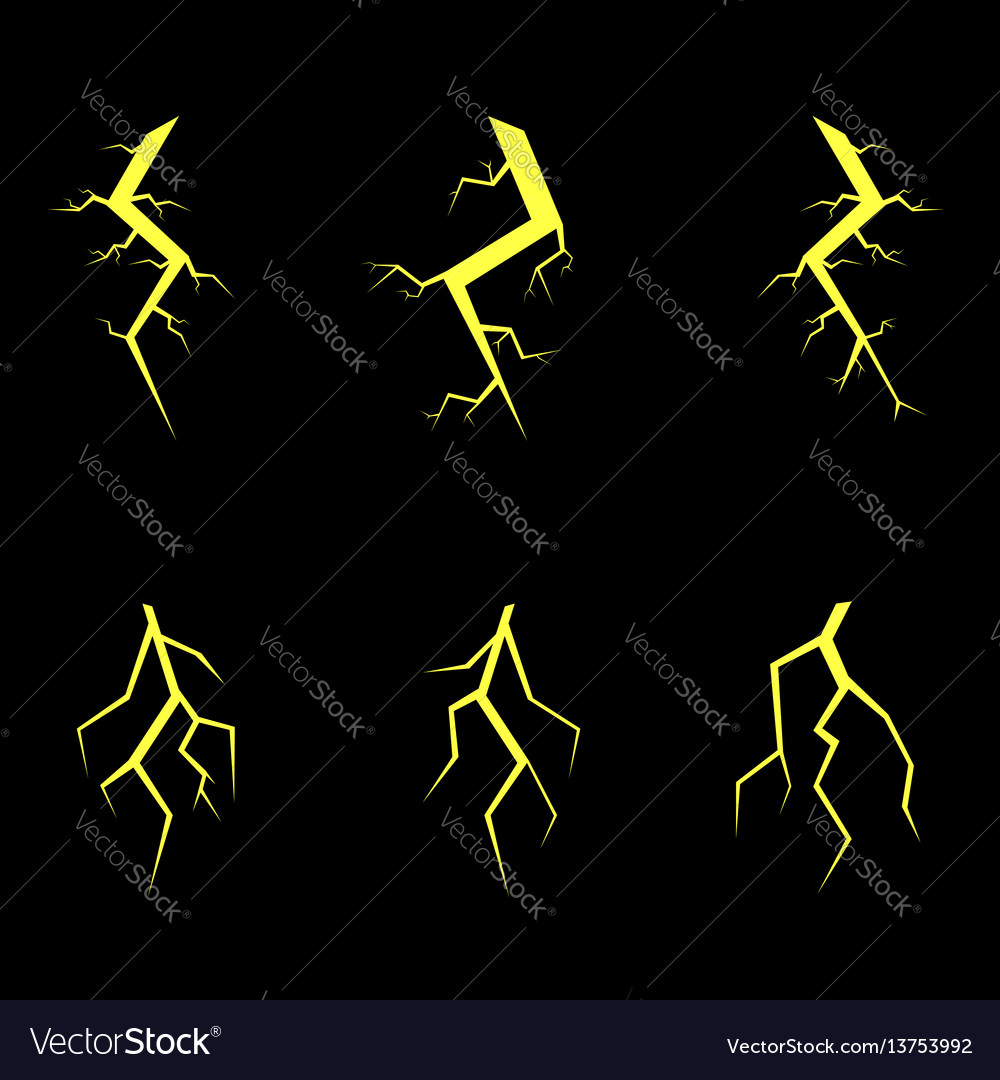 Lightning symbol set Royalty Free Vector Image