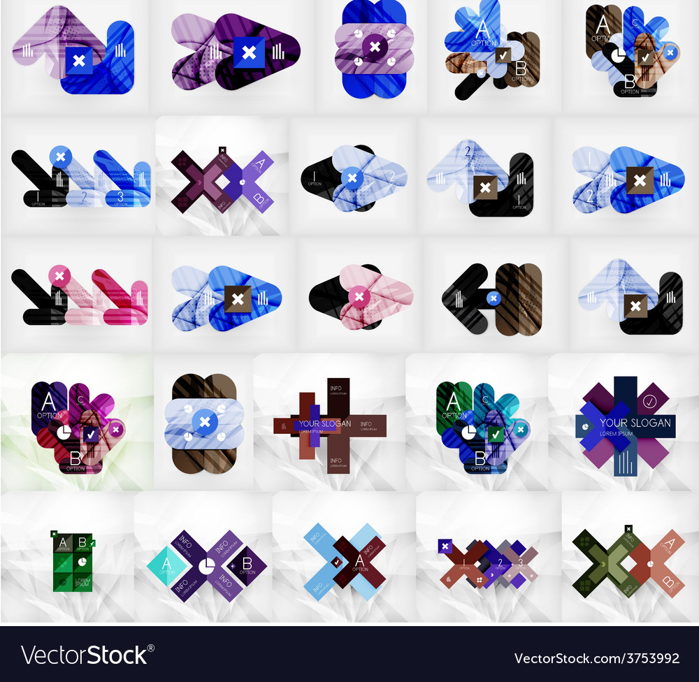 Mega collection of abstract geometric Royalty Free Vector