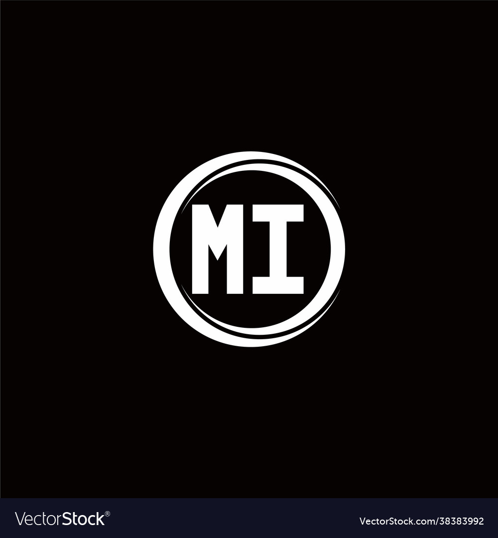 Mi logo initial letter monogram with circle slice Vector Image