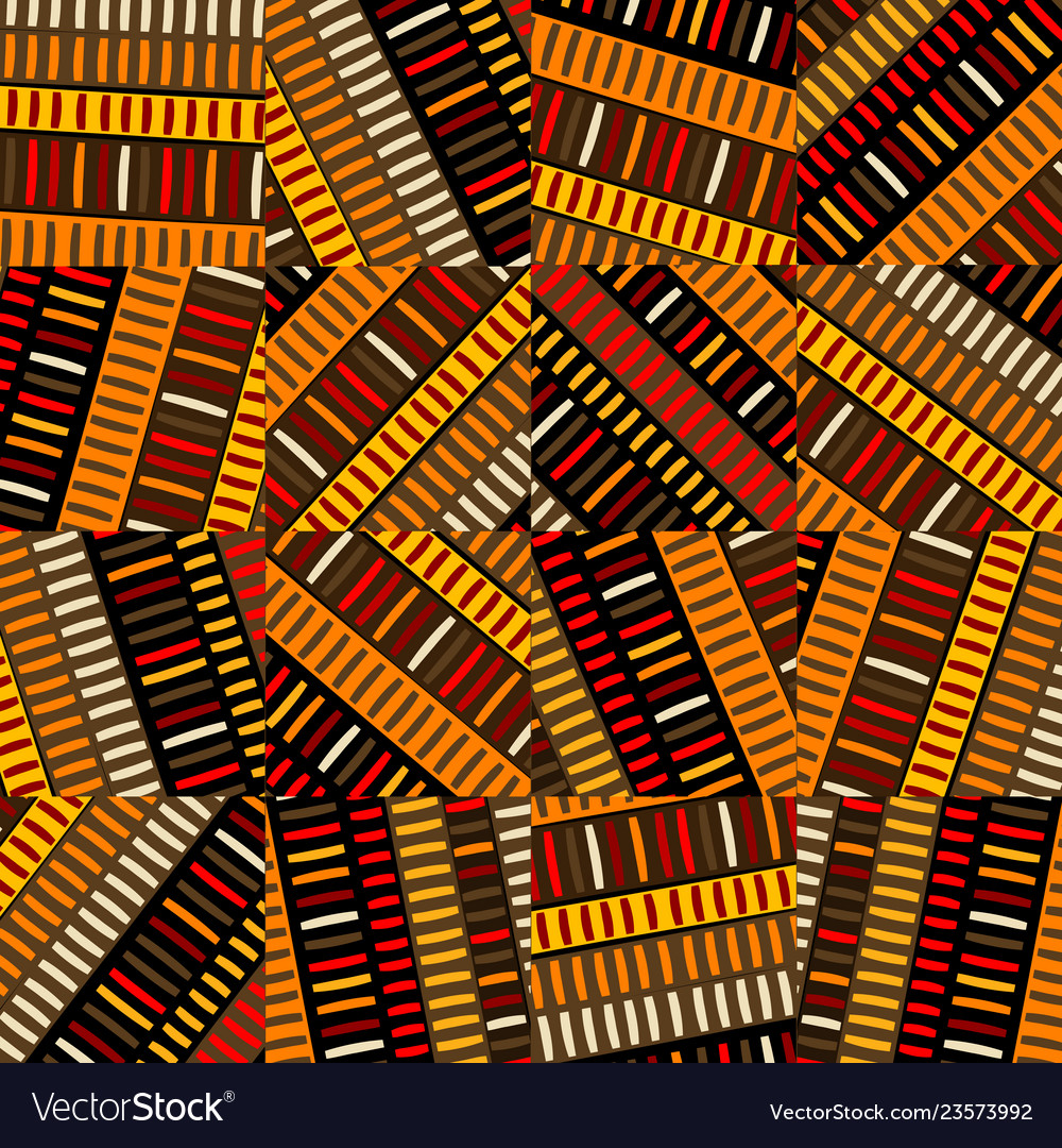 Patchwork squares background with doodle stripes Vector Image