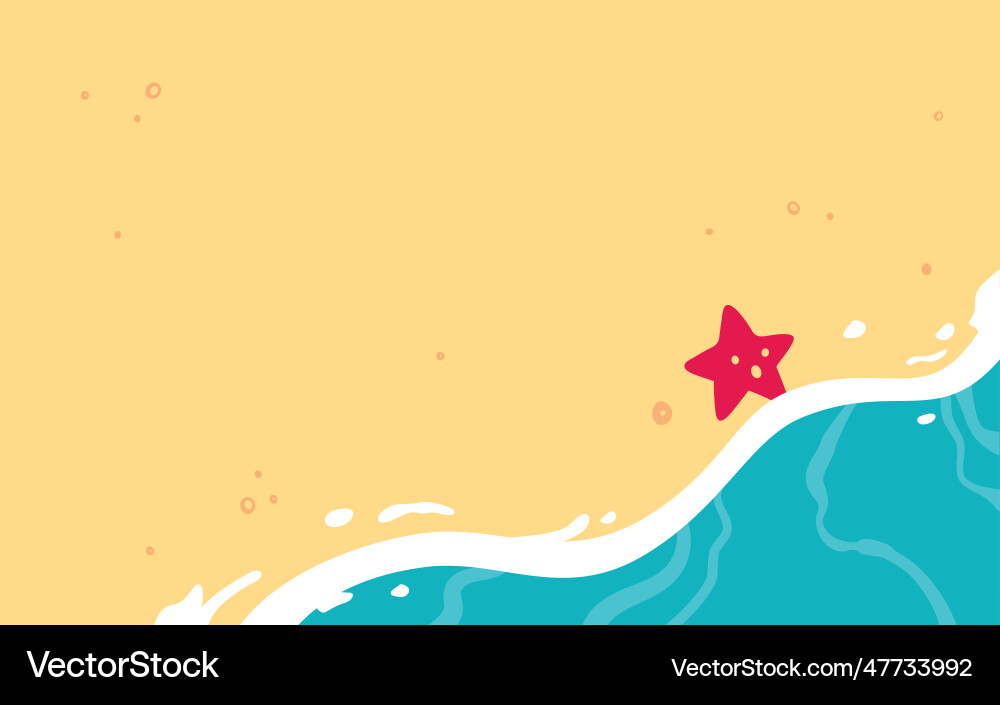 Sandy beach with sea wave and starfish summer Vector Image