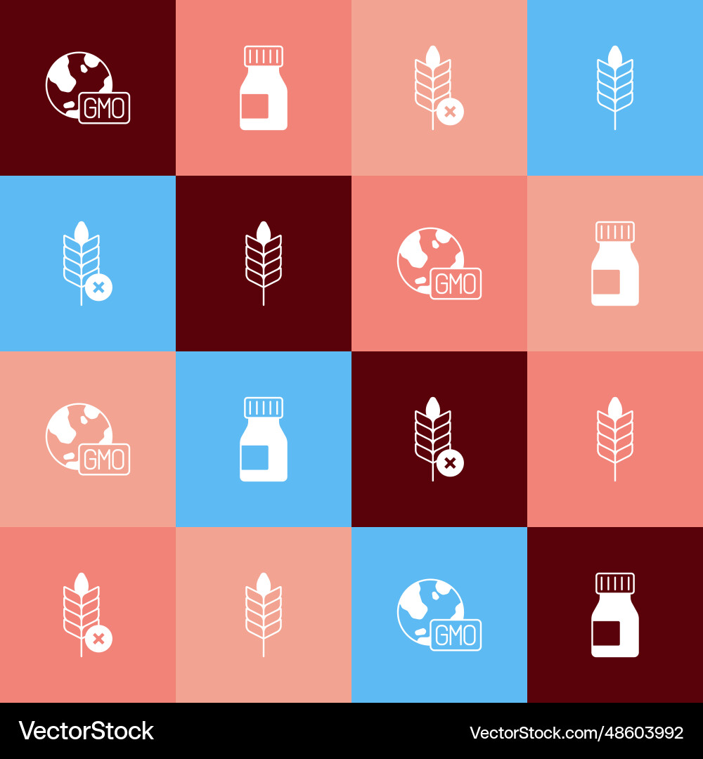 Set pop art gmo vitamins gluten free grain Vector Image