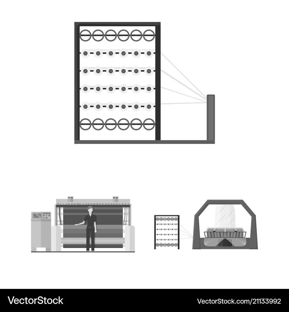 Textile industry monochrome icons in set Vector Image