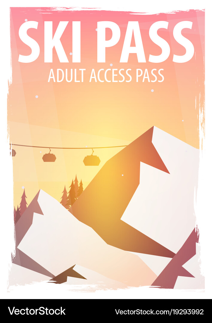Winter sport ski pass mountain landscape Vector Image