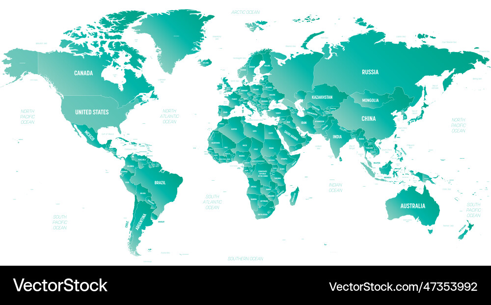 World map detailed political map with lables Vector Image