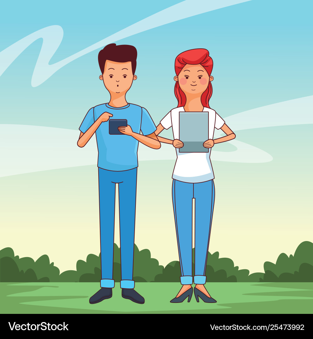 Young casual couple cartoon Royalty Free Vector Image