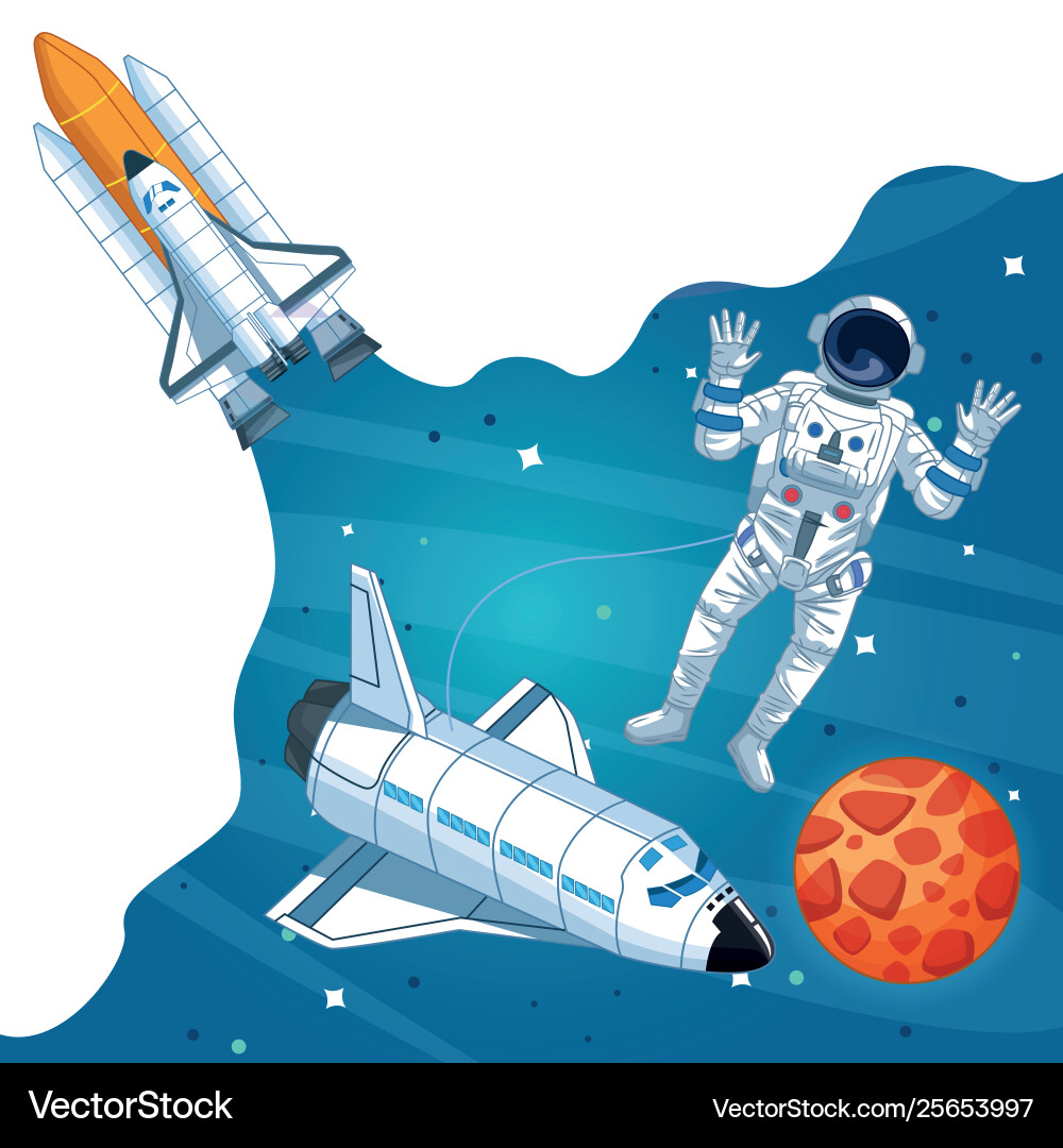 Astronaut in galaxy cartoon Royalty Free Vector Image