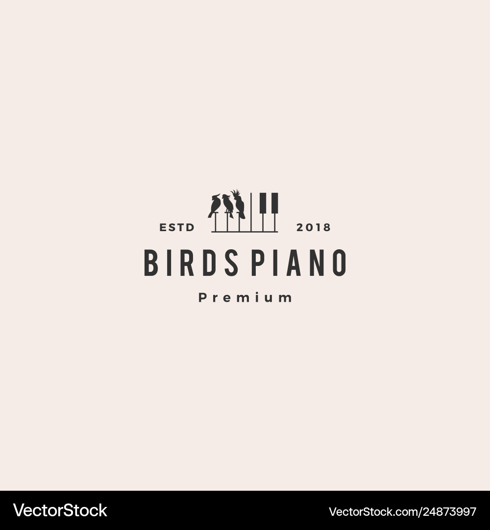 Bird competition piano music course event logo Vector Image
