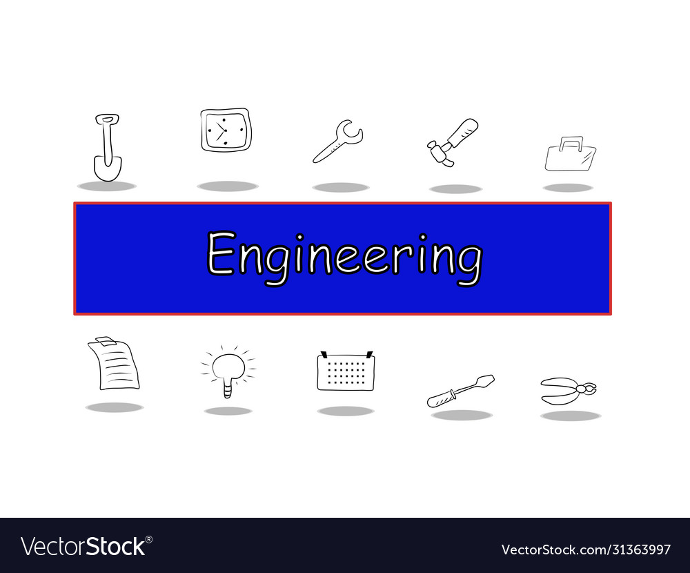 Engineering icon set thin simple collection black Vector Image