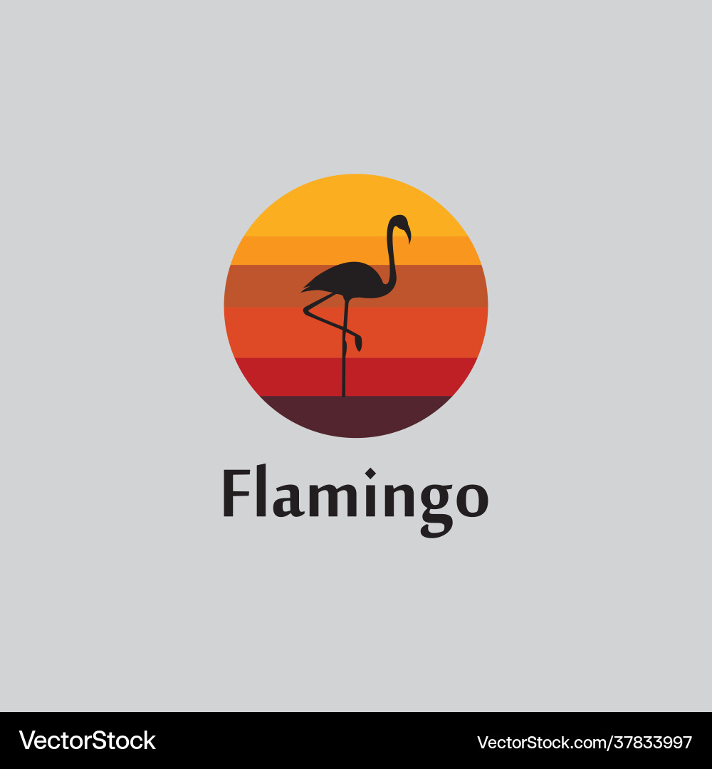 Flamingo silhouette scene at sunset logo design Vector Image