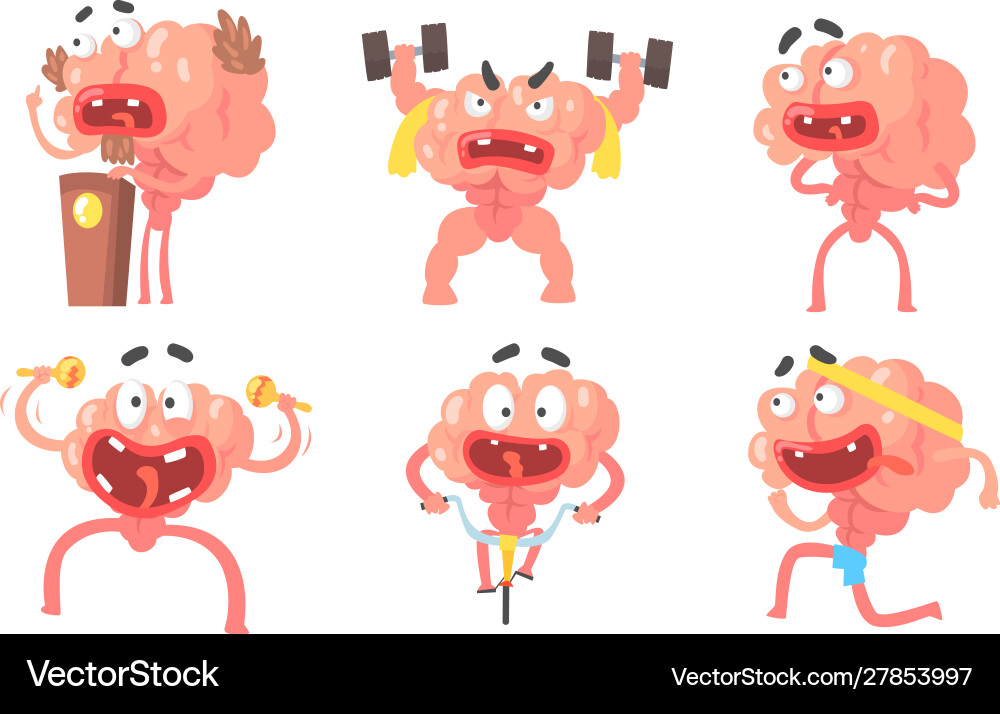 Humanized cartoon brain with a big mouth Vector Image