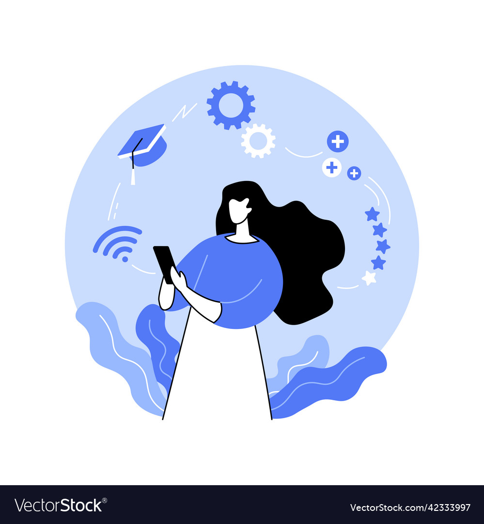 Learning app isolated cartoon Royalty Free Vector Image