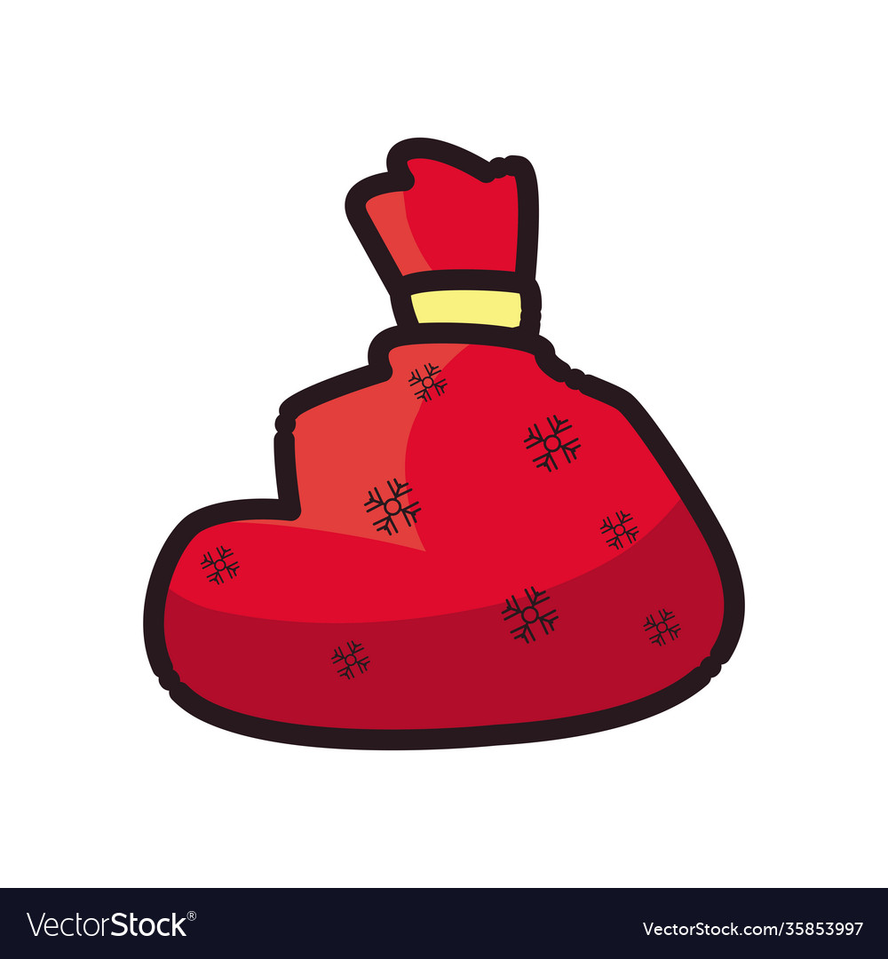 Merry christmas santas bag line and fill style Vector Image