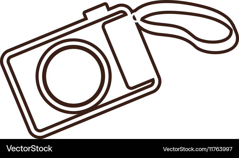 Monochrome contour analog camera with belt Vector Image