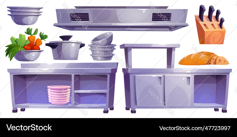 Restaurant kitchen interior with furniture Vector Image