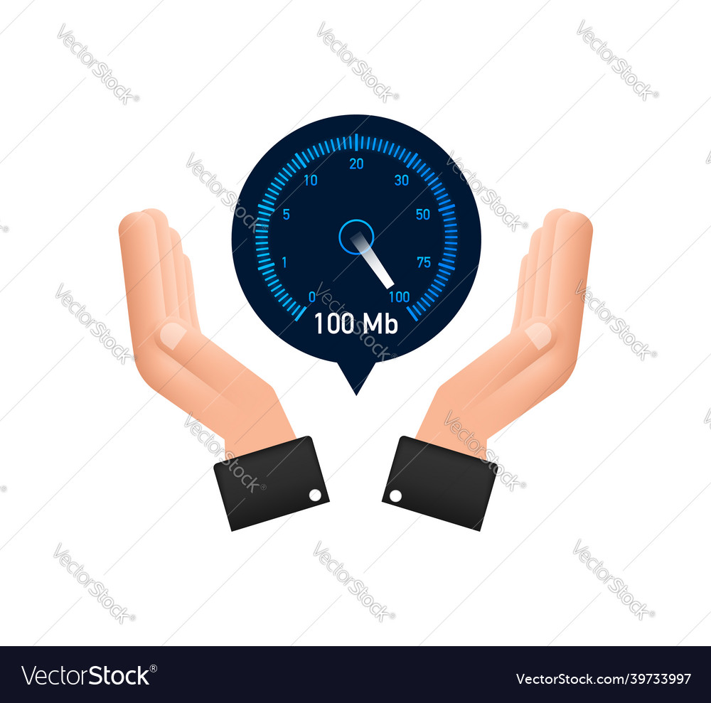 Set speed test in hands speedometer internet Vector Image