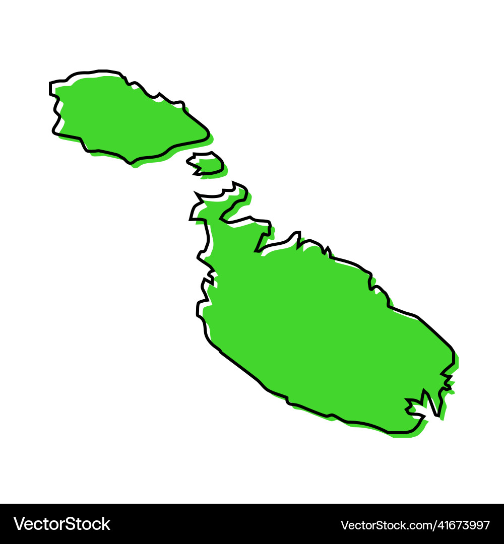 Simple outline map of malta stylized line design Vector Image