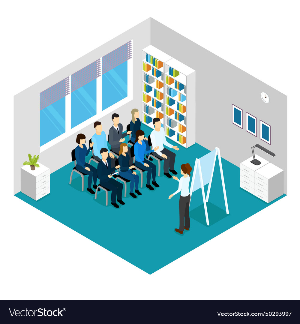 Training isometric prople composition Royalty Free Vector