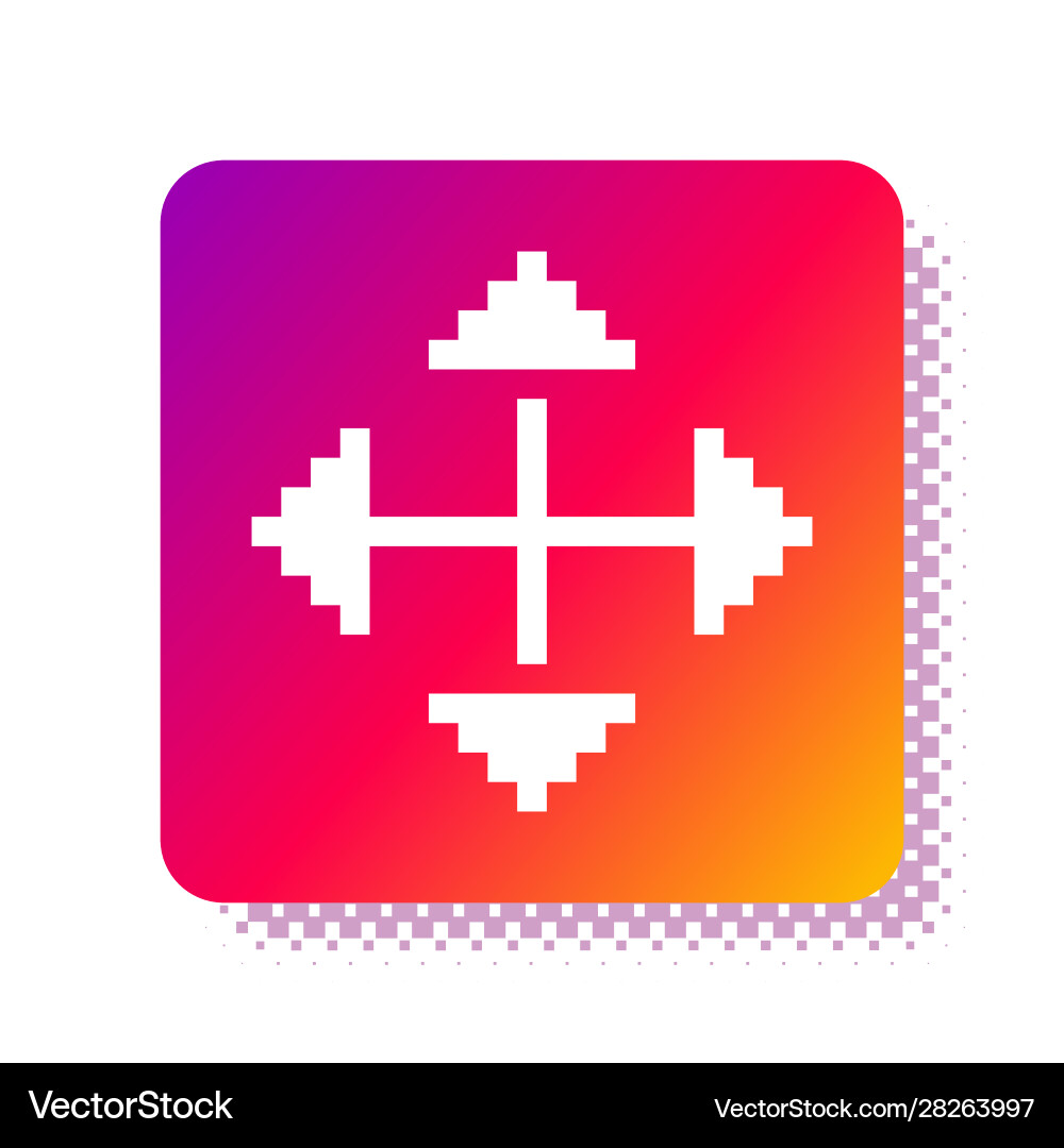 White pixel arrows in four directions icon Vector Image