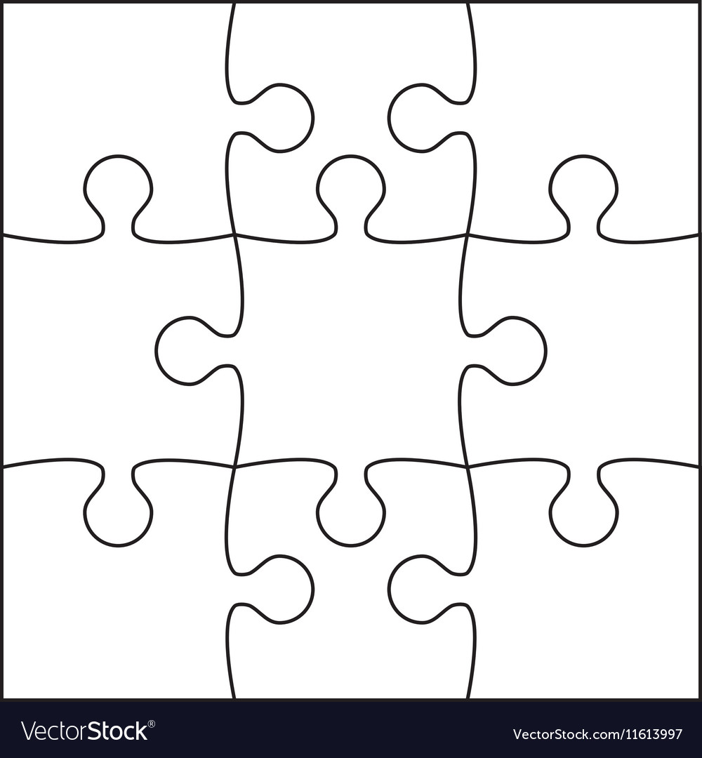 Outline 9 Piece Puzzle Template HQ Printable Documents