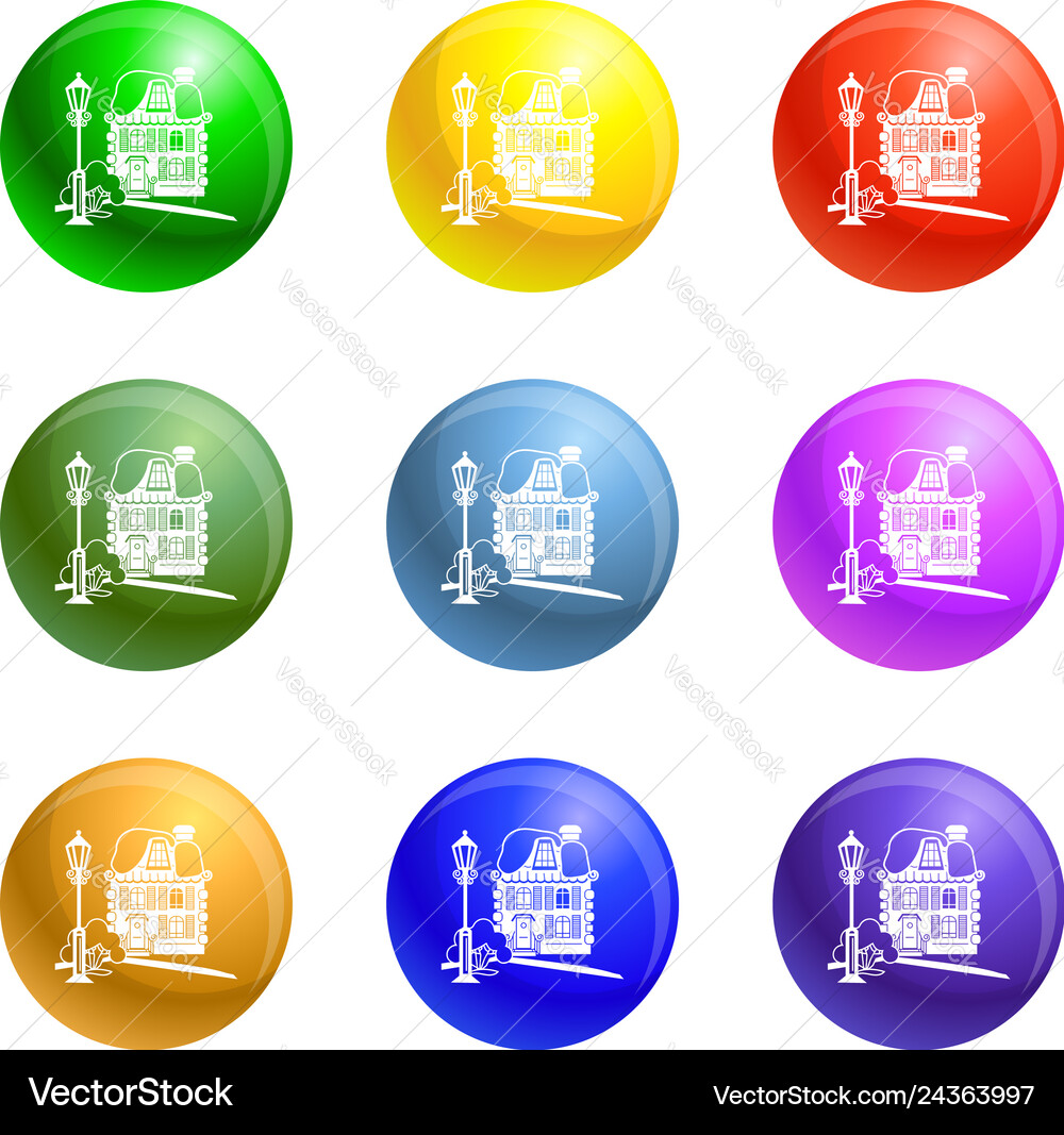 Wood house icons set Royalty Free Vector Image
