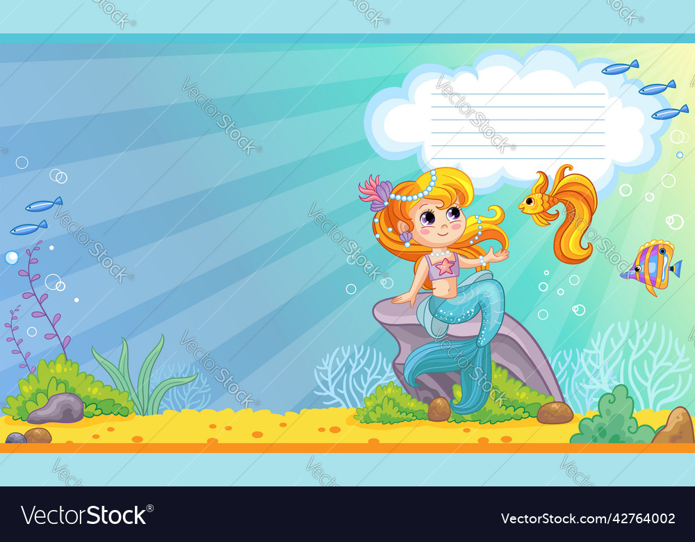 Cover for notebook with cute mermaid Royalty Free Vector