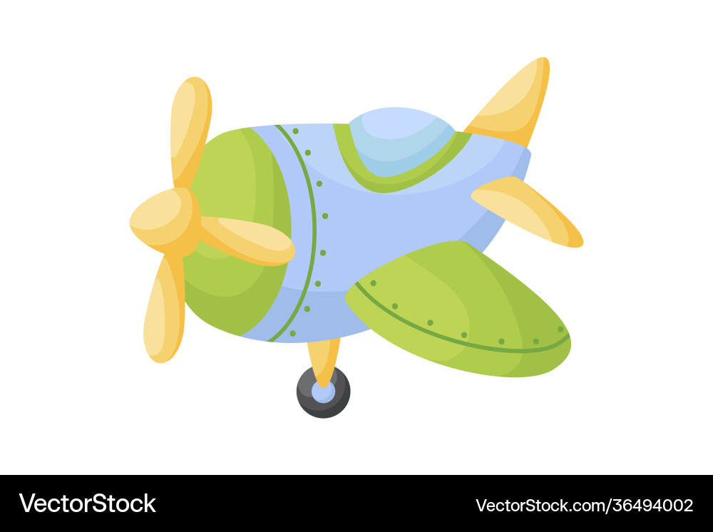 Cute blue-green airplane on white background Vector Image