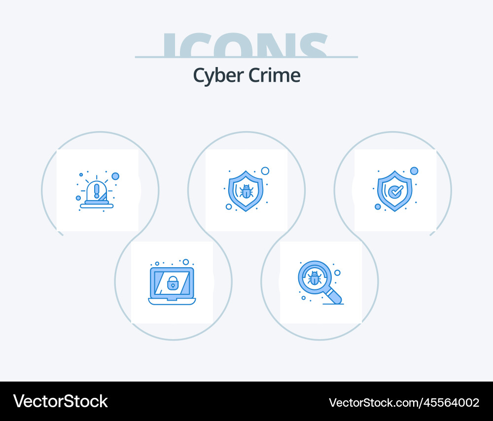 Cyber crime blue icon pack 5 icon design shield Vector Image