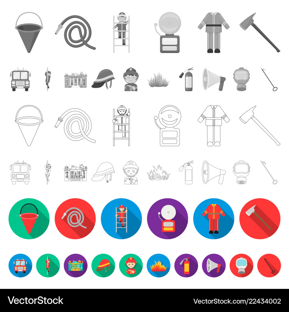 Fire department flat icons in set collection Vector Image